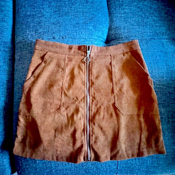 SHEIN | Skirts | New No Tag Corduroy Rust Colored Skirt Zippered Front ...